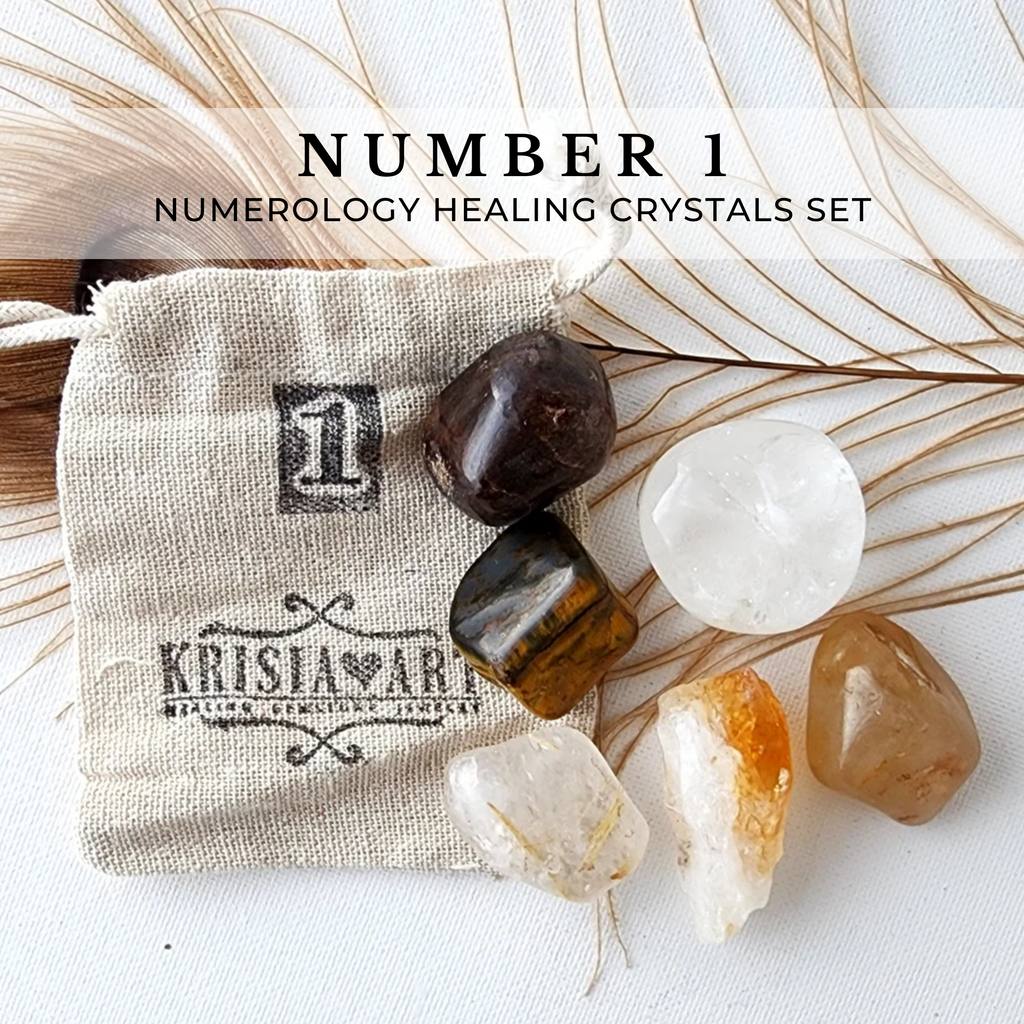 Life path NUMBER 1 healing crystals, Numerology crystal set to manifes ...