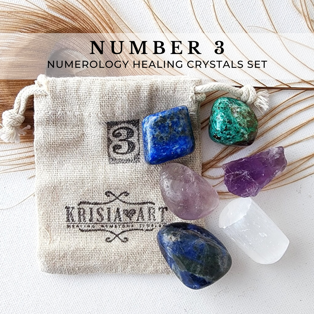 Life path NUMBER 3 healing crystals, Numerology crystal set to manifes ...