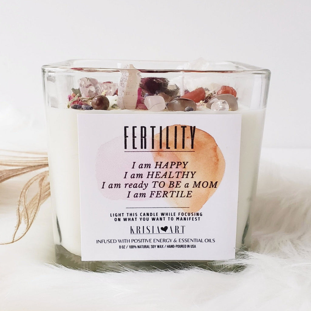FERTILITY crystal candle for pregnancy & infertility meditation, posit ...